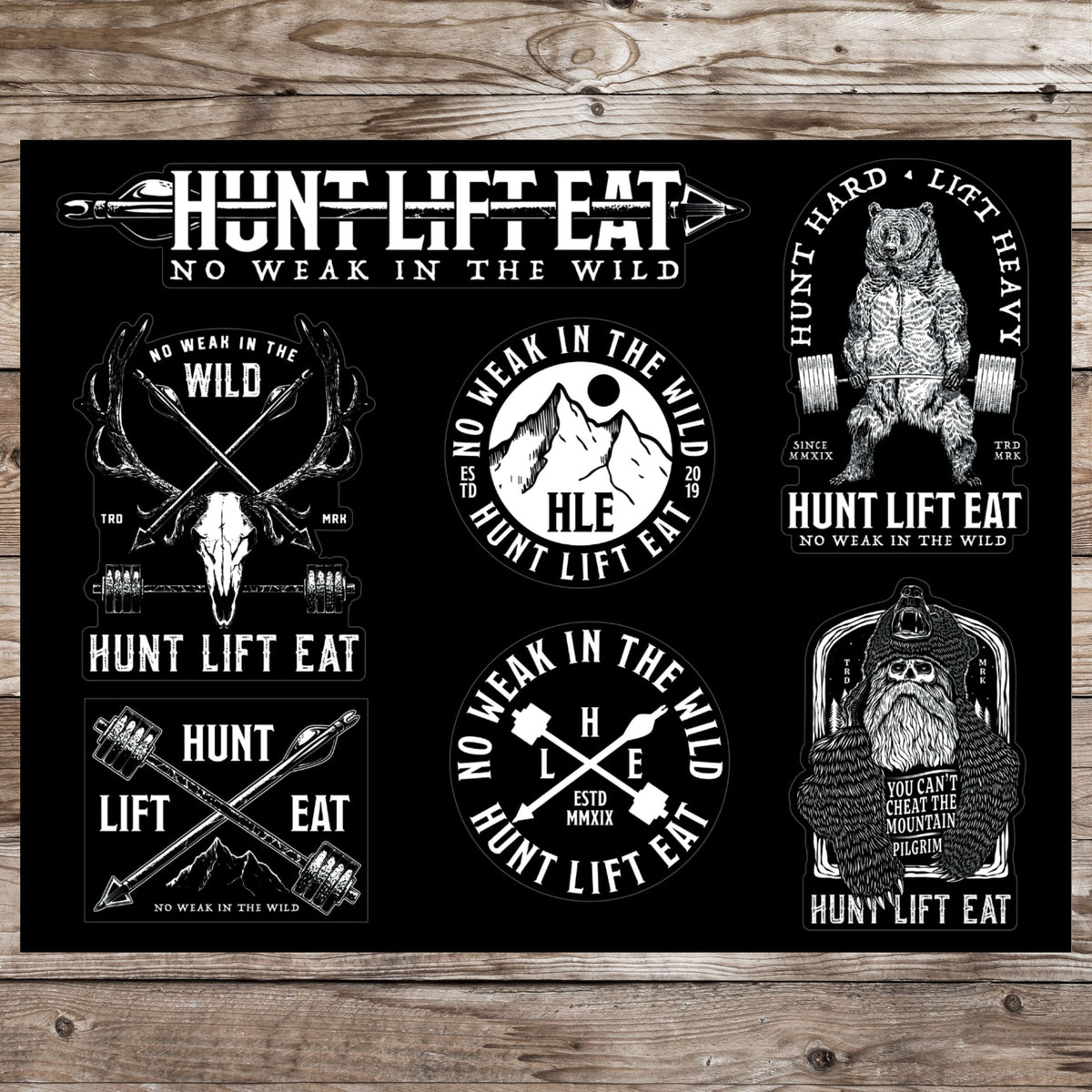 Hunt Lift Eat Sticker Sheet