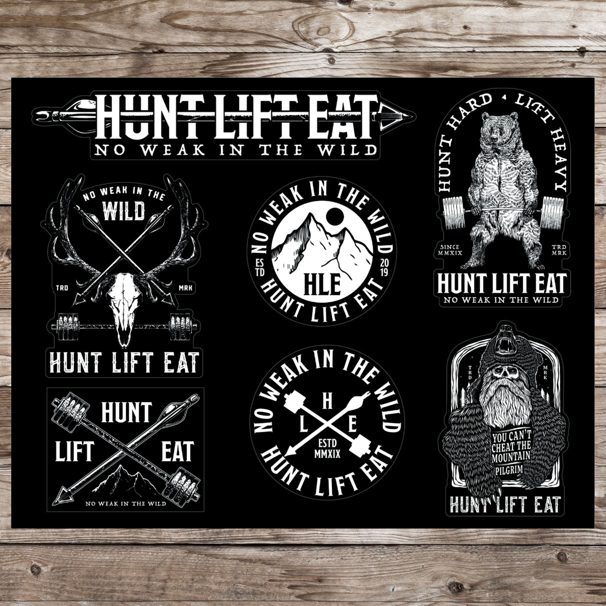 Hunt Lift Eat Sticker Sheet